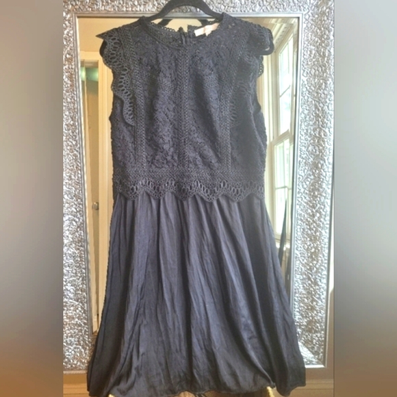 LOFT | Dresses | Loft Black Lace Top And Soft Skirt Bottom Dress | Poshmark